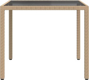 Zahradní stůl 90 x 90 x 75 cm tvrzené sklo a polyratan béžový 316703