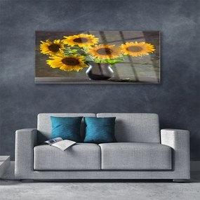 akrylový obraz Slunečnice Váza Rostlina 125x50 cm