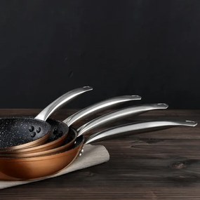 Wok pánev z kovaného hliníku Bergner / 28 cm / hnědá