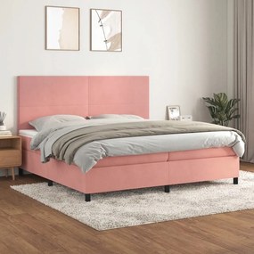 Box Spring Postel S Matrací Samet Růžová Hladký design 200 x 200 cm