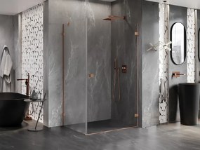 Mexen Lunar-B, pravostranný výklopný sprchový kout 100 x 70 cm, 8mm čiré sklo, profil měděná matná, 832-100-070-65-00-P