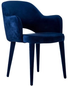 OnaDnes -20% Tmavě modrá sametová jídelní židle Polspotten Cosy s područkami