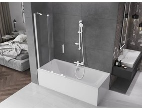 Mexen Velar, 2-křídlová posuvná vanová zástěna 90 x 150 cm, 8mm čiré sklo, bílý profil, 896-090-000-01-20