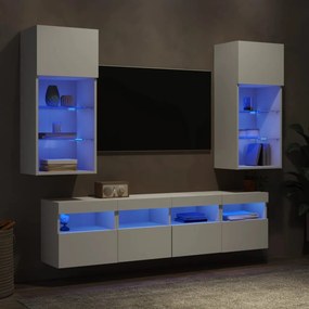 5dílná obývací stěna s LED osvětlením bílá kompozitní dřevo 3216743