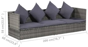 vidaXL Marketos Zahradní postel šedá 200 x 60 cm polyratan