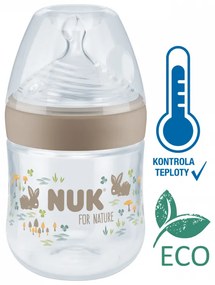 NUK For Nature láhev s kontrolou teploty 150 ml Hnědá