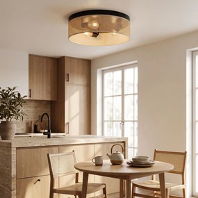 Toolight Toolight, APP1902-3C, stropní svítidlo plafon s ratanovým stínítkem, Ø 40 cm, 3× E27, hnědá, OSW-63001