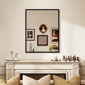 HOMCOM obdélné nástěnné zrcadlo 70 × 90 cm, černý rám z MDF — ideální do koupelny, obýváku nebo ložnice