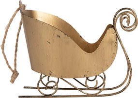 Zlatá antik vánoční ozdoba retro kovové sáně - 14*7*12 cm