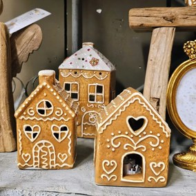 Perníková chaloupka na čajovou svíčku Gingerbread Cott - 9*7*16 cm