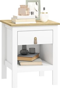 HOMCOM Moderní noční stolek s šuplíkem a otevřeným prostorem pro obývací pokoj a ložnici 45x40x55 cm Bílý | Aosom