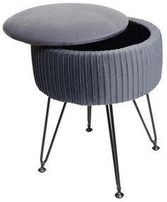 Taburetka s úložným prostorem K47 - samet, v45 x Ø33 cm - Šedá