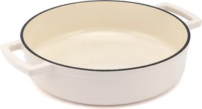 Elmich Smaltovaný litinový nízký hrnec Ember 28 cm - krémově bílá