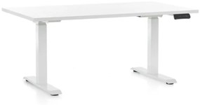 Výškově nastavitelný stůl OfficeTech D, 140 x 80 cm - bílá podnož Barva: Buk