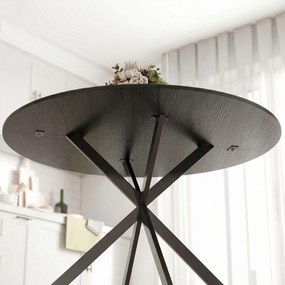 HOMCOM kulatý jídelní stůl pro 4, Ø 100 cm, průmyslový design, ocelové nohy, černý