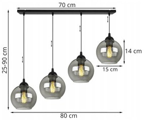 Závěsné svítidlo Haga, 4x skleněné stínítko (mix 3 barev)