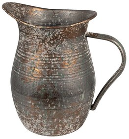 Šedý antik plechový dekorační džbánek - 19*13*19 cm