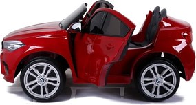 LEAN CARS Elektrické autíčko BMW X6M pro děti červené lakované LED MP3