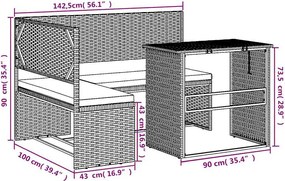 vidaXL Zahradní pohovka ve tvaru L stolek a podušky polyratan [362346] Barva: Šedá