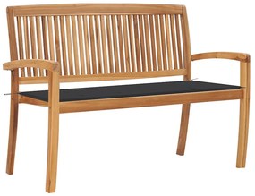 Stohovatelná zahradní lavice s poduškou 128,5 cm masivní teak 3063279