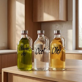 Orion Láhev na olej, olivový a ocet, s uchem a uzávěrem na závit SADA 3*1,15l