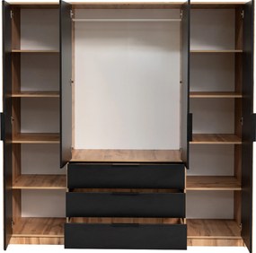 STO Šatní skříň BALI D4 LUX 196 cm,  Bílá / Dub Votan