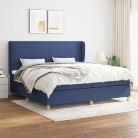 Box spring postel s matrací modrá 200x200 cm textil,  3128395