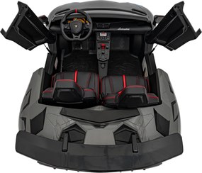 Ramiz Elektrické auto Lamborghini Aventador SV pro 2 děti Šedé + Bezkartáčový motor + Nafukovací kola + LED audio