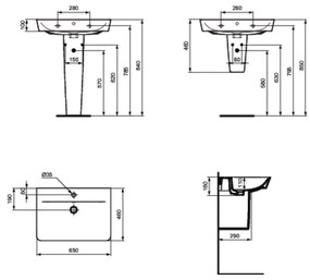 Ideal Standard Connect Air- Umyvadlo CUBE 65x46cm, E029701