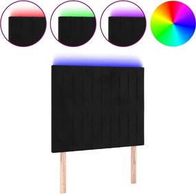 Čelo postele s LED černé 100x5x118/128 cm samet 3122706