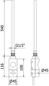 Mexen Ares, elektrické topné těleso 900 x 600 mm, 600 W, černá, W102-0900-600-2600-70