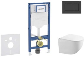 Geberit Duofix - Set předstěnové instalace, klozetu Gaia a sedátka softclose, tlačítko Sigma20, matná černá/černá SANI11CA5105B