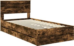 Rám postele s čelo Kouřový dub 100 x 200 cm Inženýrské dřevo 3410739