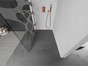 Mexen Kioto L, sprchová zástěna Walk-In 100 x 200 cm, 8mm čiré sklo bílý vzor, ​​měděný matný profil, 800-100-103-65-85