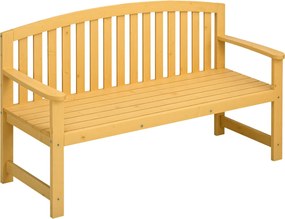 Outsunny 2-místná zahradní lavička venkovní dřevěná lavička s opěradlem a područkami na terasu 143x51x85 cm Přírodní | Aosom
