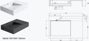 design umyvadlo COLOSUM G11 75-100cm Barva: matný anthrazit, Velikost: 75