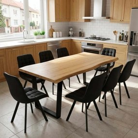 Vikio Jídelní set pro 8 osob 180x90 cm dub noha U černá židle VJS158-8C-S