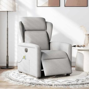 Elektrické masážní polohovací křeslo obláčkově šedé textil 3303133
