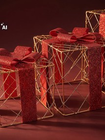 Sinsay - Vánoční LED dekorace ve tvaru dárků 3 pack - vícebarevná