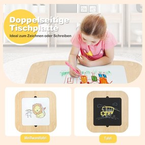 Costway Dětský stůl se 2 židlemi 3dílná dětská sedací skupina dřevo