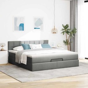 Osmanský rám postele s matrací tmavě šedá 160x200cm textil 3311471
