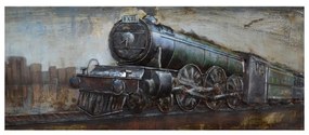Kovový obraz na stěnu s vlakem - 180*56*5 cm