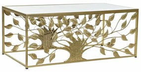 DKD Home Decor Konferenční stolek zlaté barvy se zrcadlem, strom 110 x 60 x 46 cm