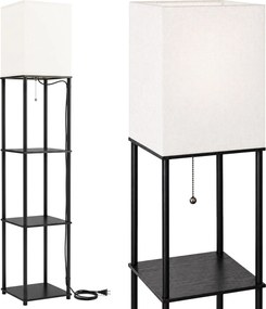 Toolight Toolight, JNH050-1F, stojací lampa s poličkami a jutovým stínítkem 157 cm, 1× E27, černá, 58349