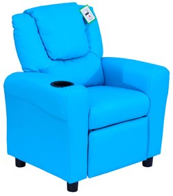 HOMCOM Dětské křeslo s funkcí polohování Mini pohovka pro děti 3-6 let Modrá s držákem na nápoje 62x52x69cm ideální do dětských pokojů | Aosom.de