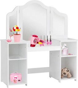 Costway 2 v 1 Dětský toaletní stolek se zrcadlem – 107 × 40 × 117 cm, bílý