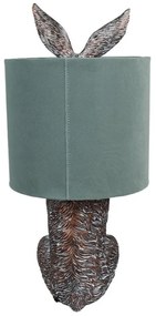 Hnědobílá stolní lampa králík s tyrkysovým stínidlem Konijn – 20x43 cm