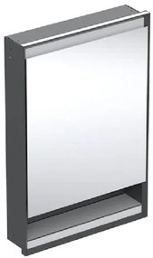 Geberit ONE - Zrcadlová skříňka s LED osvětlením, 600x900x150 mm, panty vpravo, s nikou, vestavná, matná černá 505.821.00.7