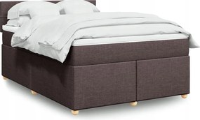 Box Spring Postel S Matrací Textil Tmavě Hnědá Blok se čtverci 160 x 200
