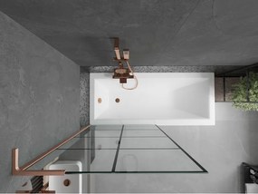 Mexen Next L, 1-křídlová vanová zástěna 90 x 150 cm, 6mm čiré sklo-černý vzor, ​​měděný profil, 895-090-000-03-77-65
